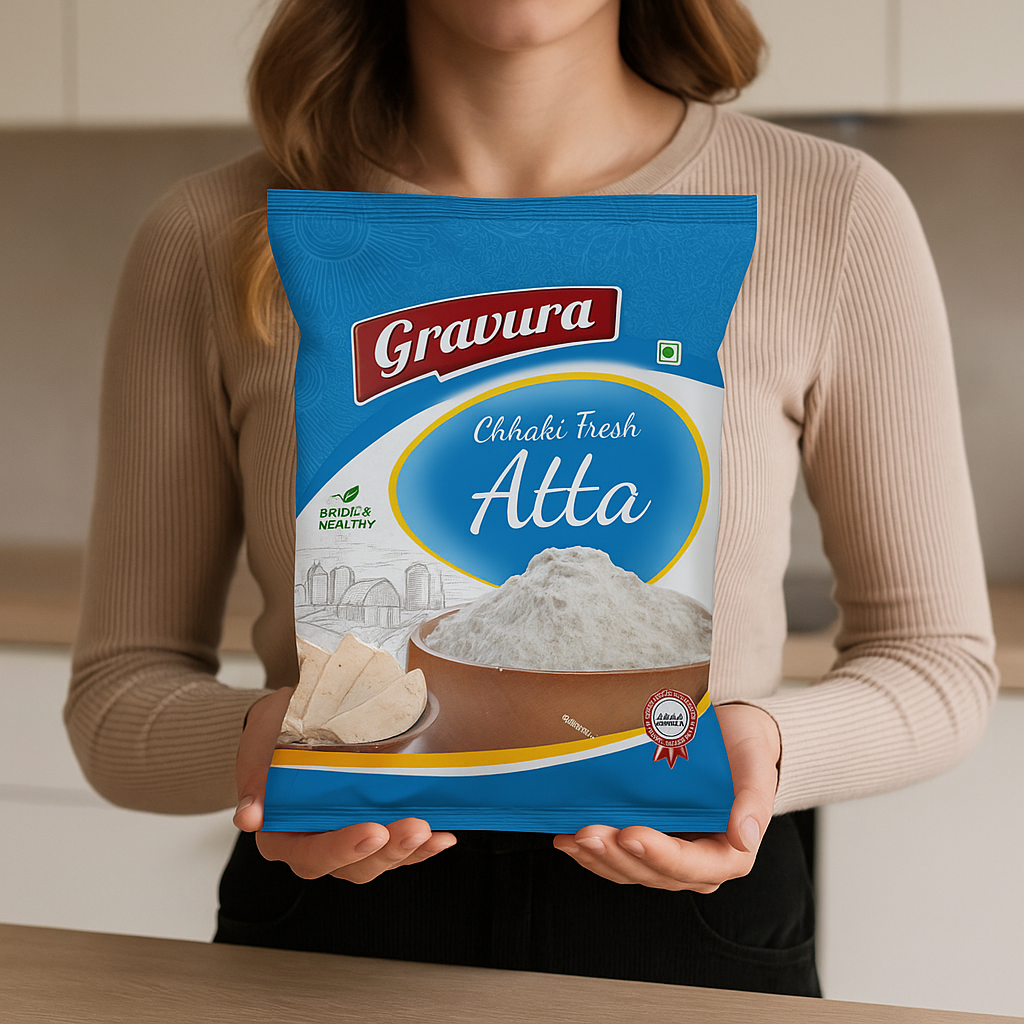 Atta Flour Pouch Packaging Design Template – Gravura Designs