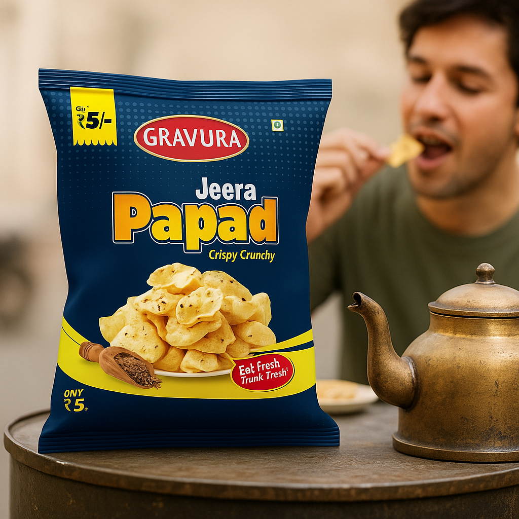 Jeera Papad Pouch Packaging Template – Gravura Designs